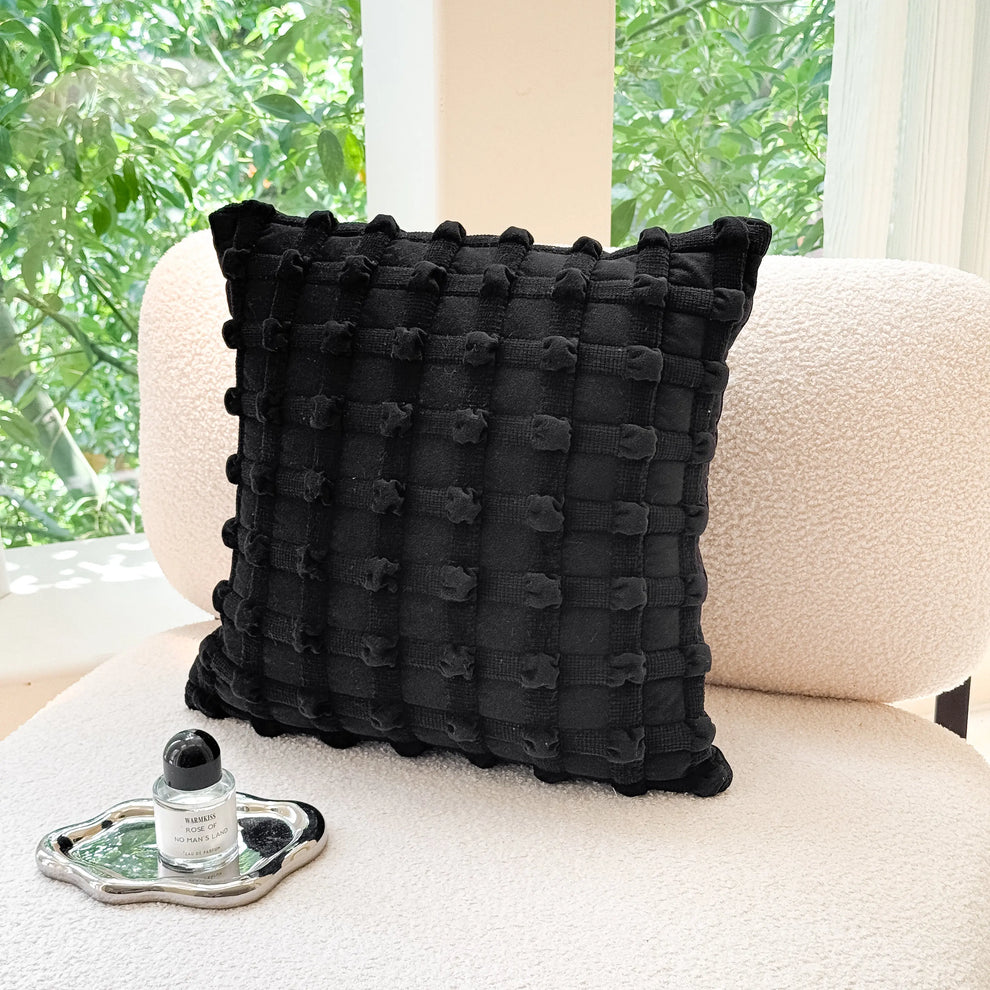 Bubble Cushion Cover | Textured Bubble | Classic Black | Cotton | 45cm ...